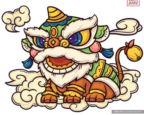 2022中国风新国潮手绘醒狮狮子插画psd下载 编号452475660770876310 设图网