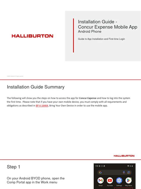 Installation Guide Concur Expense Mobile App Android Pdf Business