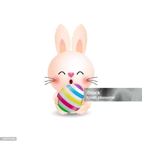 흰색 배경 벡터 일러스트레이션에 고립 된 페인트 달걀 배너 템플릿행복 부활절 작은 토끼 토끼 4월에 대한 스톡 벡터 아트 및 기타 이미지 Istock
