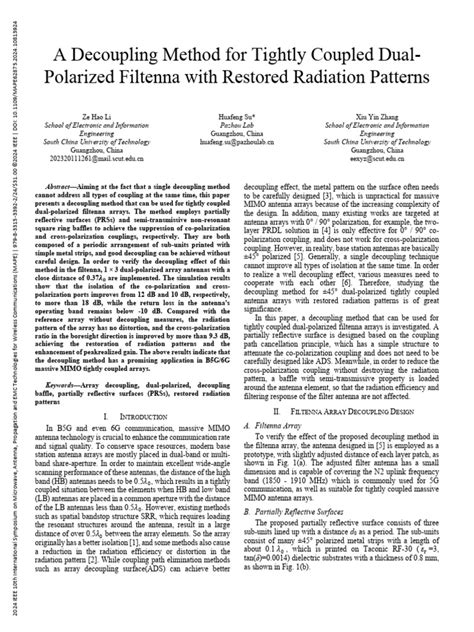 A Decoupling Method For Tightly Coupled Dual Polarized Filtenna With Restored Radiation Patterns