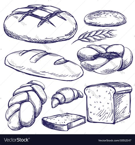 Bakery Set Hand Drawn Illustration Sketch Vector Image
