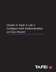 Configure AAA Authentication On Cisco Router Lab Overview Course Hero