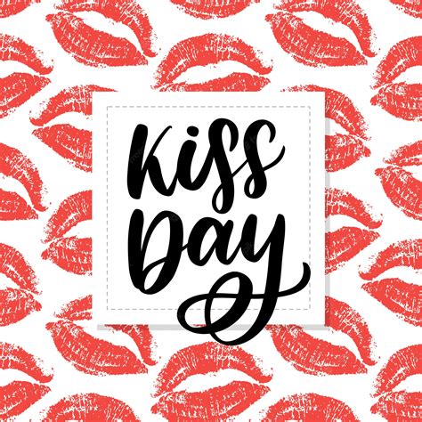 Premium Vector World Kissing Day Lettering On Lips Pattern Background