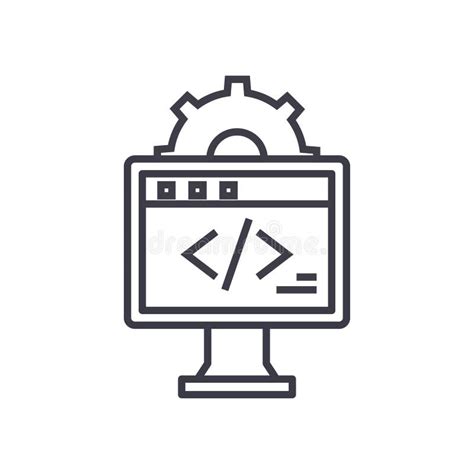 Web Development Concept Vector Thin Line Icon Symbol Sign