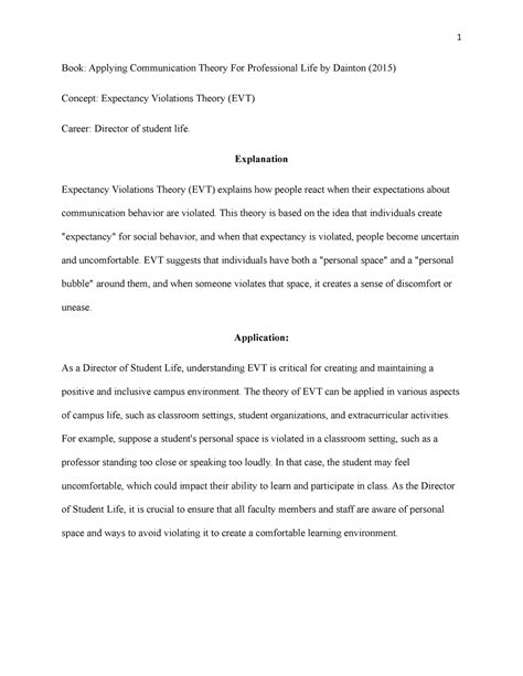 Com 201 Applying Communication Theory For Professional Life Career