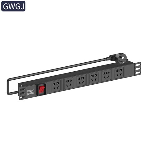 Gwgj Pdu机柜电源插座10a6位1u19英寸铝合金带开关排插接线板 虎窝淘