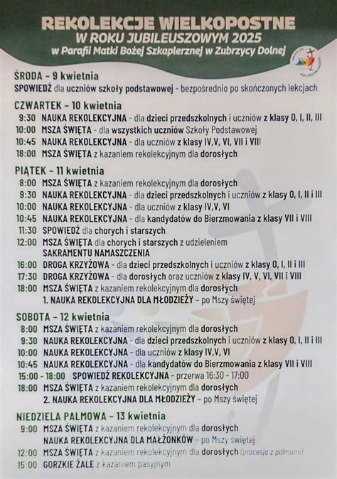 REKOLEKCJE WIELKOPOSTNE 2025 PARAFIA MATKI BOŻEJ SZKAPLERZNEJ w