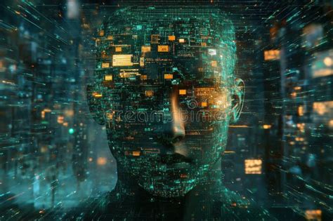 Artificial Intelligence Forming Inside Human Head With Electronic Circuits And Binary Code