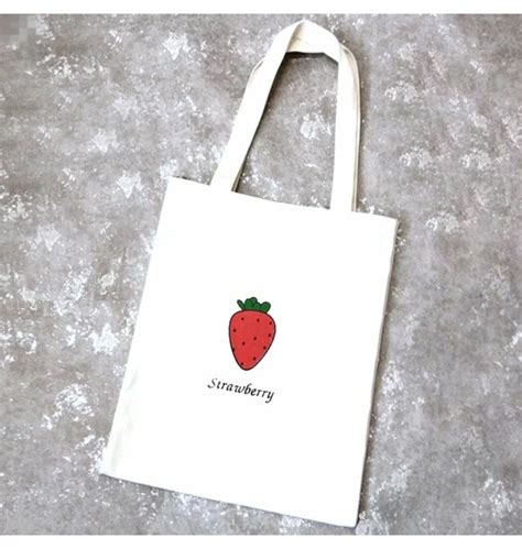딸기 데일리 캔버스백 보조 에코백 화이트 무지 가방 티몬