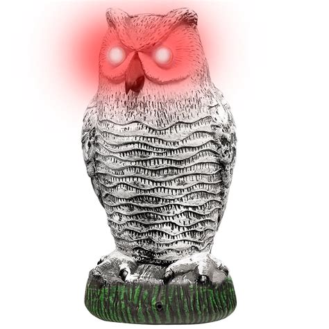 Qenwkxz Owl Decoy With Flashing Eyes And Sound Plastic Bird Deterrent For Garden Yard Decor