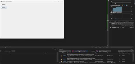 New To C Trying To Create A Gui That Lets Me Start Stop My Discord