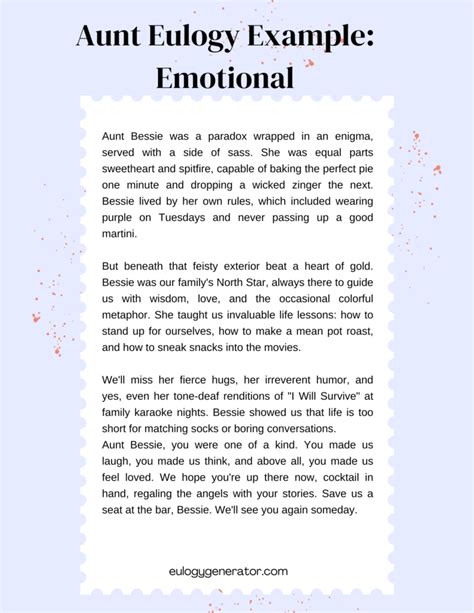 25 Heartfelt Eulogy Examples For Your Aunt Eulogy Generator