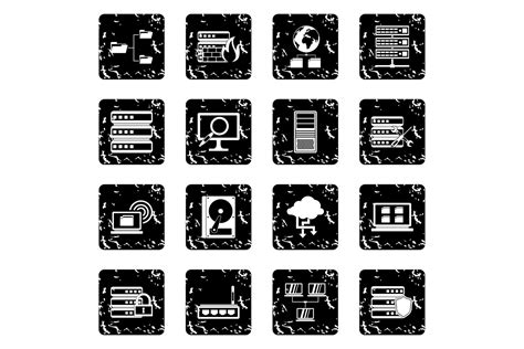 Big Data Set Icons Grunge Style Graphic By Ylivdesign · Creative Fabrica