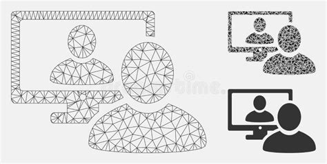 Online Video Chat Vector Mesh Carcass Model And Triangle Mosaic Icon Stock Vector Illustration