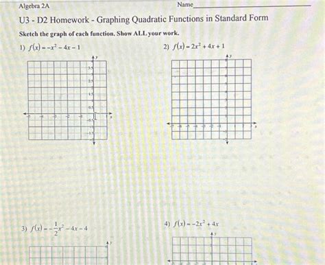 Solved U3 D2 Homework Graphing Quadratic Functions In