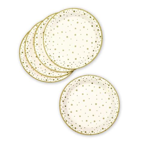 Pukka Party Metallic Gold Star Paper Plates Ocado
