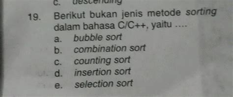 Berikut Bukan Jenis Metode Sorting Dalam Studyx