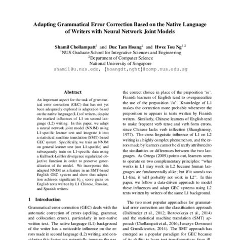 Adapting Grammatical Error Correction Based On The Native Language Of Writers With Neural