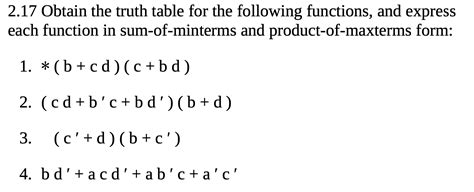 217 ﻿obtain The Truth Table For The Following