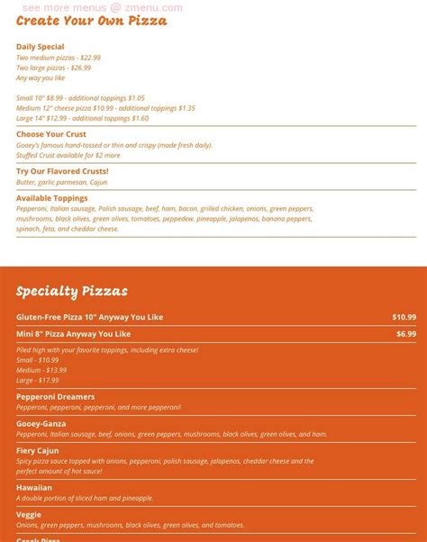 Online Menu Of Gooeys Pizza Baxley Restaurant Baxley Georgia