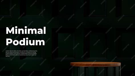 풍경 짙은 녹색 벽 3d 이미지 렌더에서 장면 모형 우아한 나무와 금 연단 프리미엄 Psd 파일