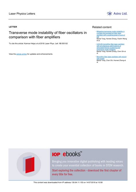 Pdf Transverse Mode Instability Of Fiber Oscillators In Comparison