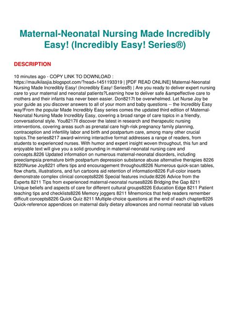 Ppt Pdfread Maternal Neonatal Nursing Made Incredibly Easy