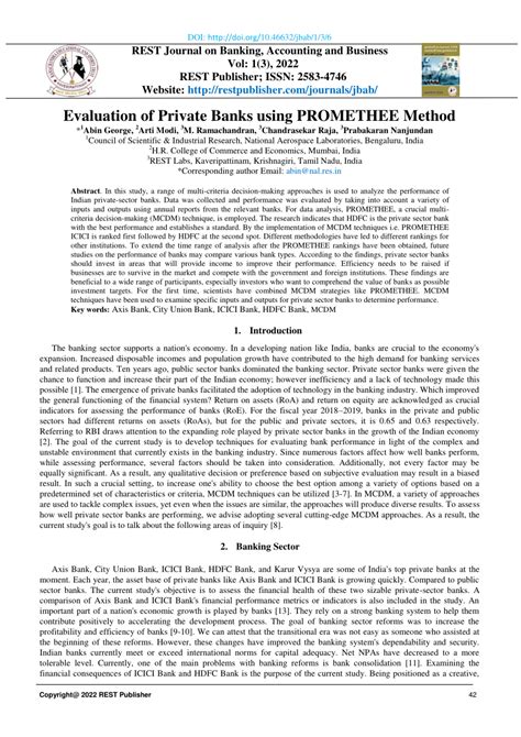 pdf evaluation of private banks using promethee method