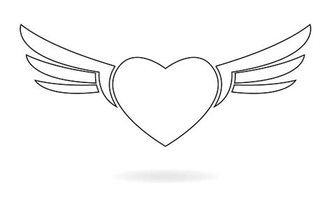 Coeur Avec Licône De Ligne Dailes Signe De Coeur Ailé Isolé Sur Le Fond