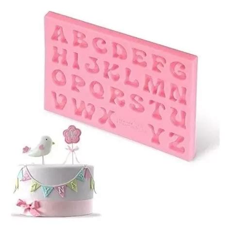 Molde Silicona Abecedario Mayusculas Fondant Chocolate Color Rosa En