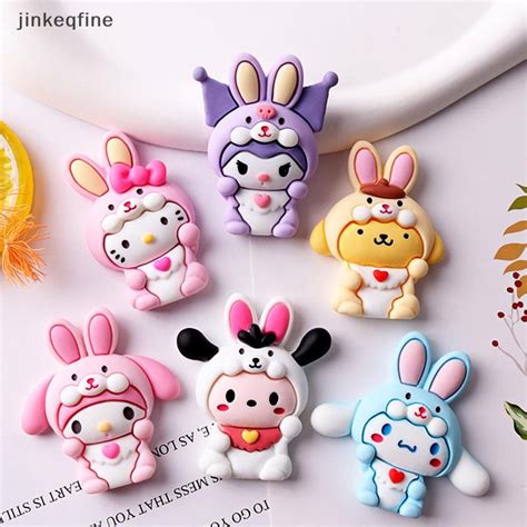 Kth 6 ชิ้นการ์ตูนใหญ่ Sanrio Hello Kitty Flatback เรซิ่น Ch หัตถกรรม