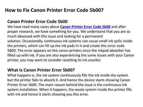 Ppt Canon Printer Error Code 5b00 Powerpoint Presentation Free