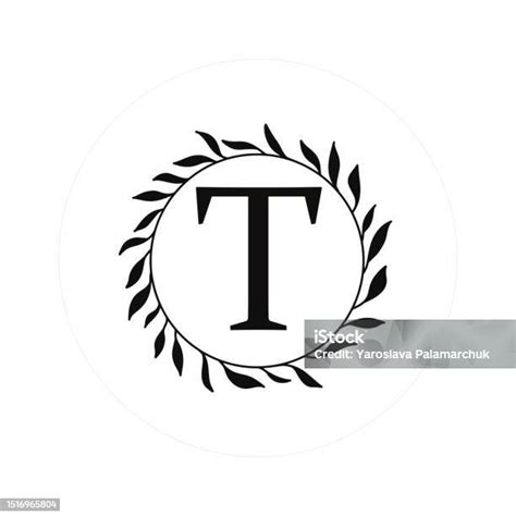 둥근 꽃 프레임이 있는 문자 T 이니셜 벡터 모노그램 로고 Cricut 파일 0명에 대한 스톡 벡터 아트 및 기타 이미지 0명 기업 비즈니스 꽃 식물 Istock