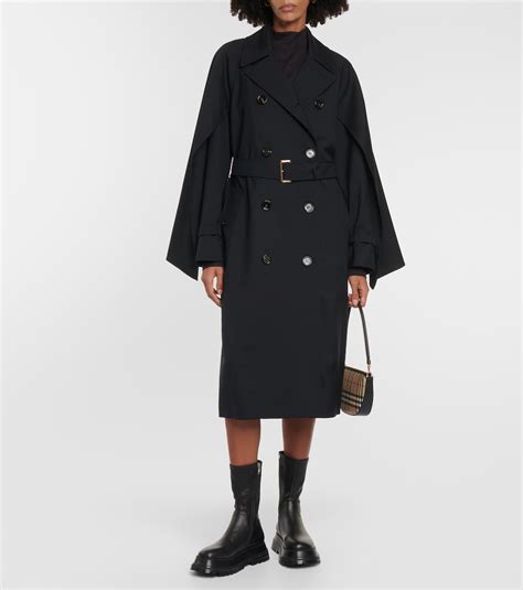 Wool Blend Trench Coat In Black Burberry Mytheresa