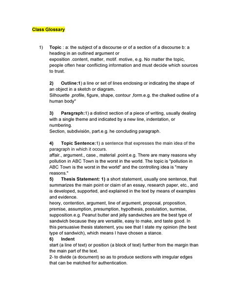 Class Glossary Glosario De Terminos Class Glossary 1 Topic A