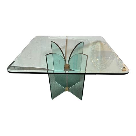 Post Modern Pace Collection Style Modern Square Glass Brass Table