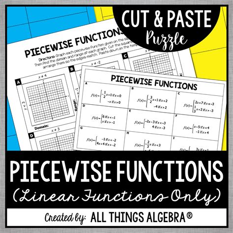 Piecewise Functions Linear Functions Only Cut And Paste Puzzle All