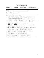 Phys Sample Final Questions Pdf Outline Of Solutions Phys Sample Final Exam Time