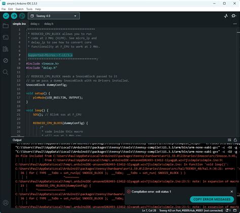 snooze example code does not compile reduced cpu block teensy forum