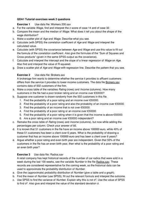 Tutorial W Questions With Spss Qda Tutorial Exercises Week