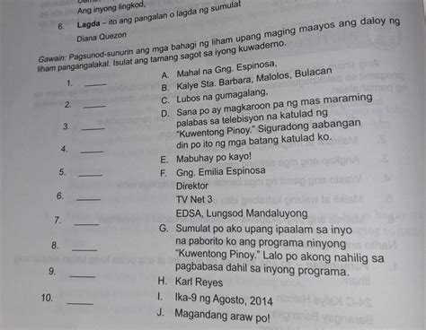 Gawain Pagsunod Sunurin Ang Mga Bahagi Ng Liham Upang Maging Maayos Ang