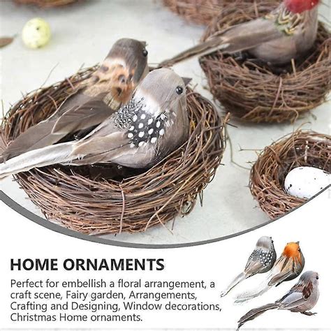 3 Pack Artificial Birds With Feathers And Clips Styrofoam Decorative
