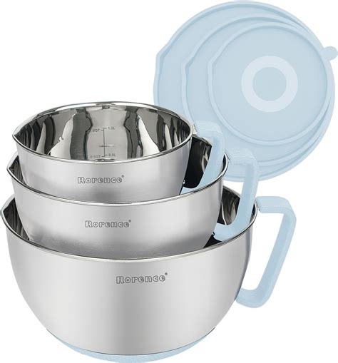 Rorence Stainless Steel Mixing Bowls Set Non Slip Silicone