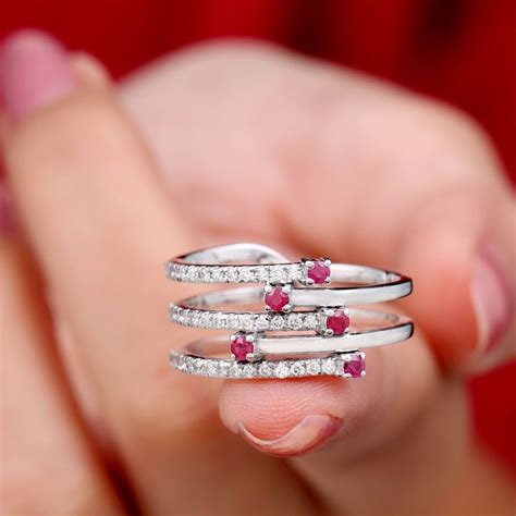 Round Ruby And Diamond Wrap Ring In 2024 Diamond Wrap Ring Wrap