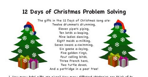 12 Days Of Christmas Problem Solving Pdf 12 Days Of Christmas Days
