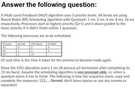 Solved Answer The Following Question A Multi Level Feedback