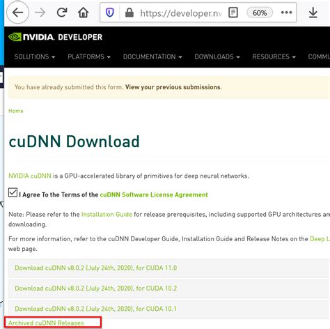 Ubuntu 2004 での Nvidia Cudnn のダウンロード