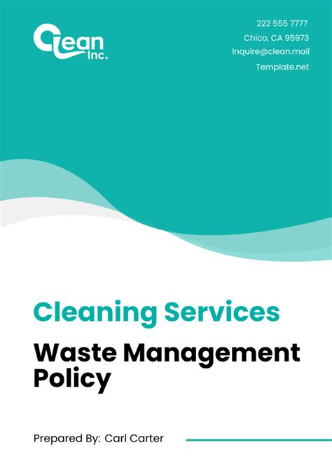 Cleaning Services Waste Management Policy Template Edit Online