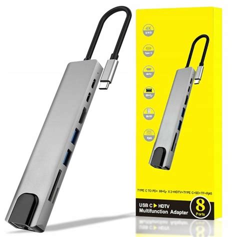 Kup Hub Usb C 3 0 8w1 Adapter PrzejŚciÓwka Port Hdmi 4k Karta Sd Lan