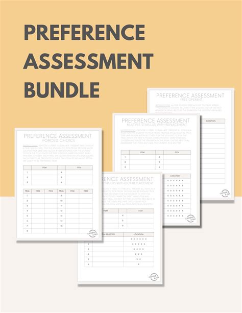 Preference Assessment Template Bundle Printable Digital File Forced Choice Multiple Stimulus